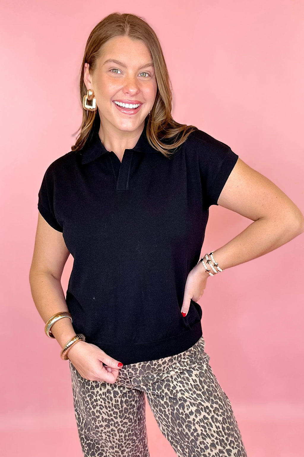 Classic Essential Polo Top - Black – maddiebea